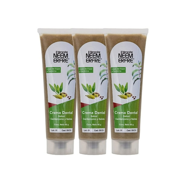 Crema Dental Sin Fluor Sabor Cardamomo Bienestar NEEM ERFRE Paquete de ...