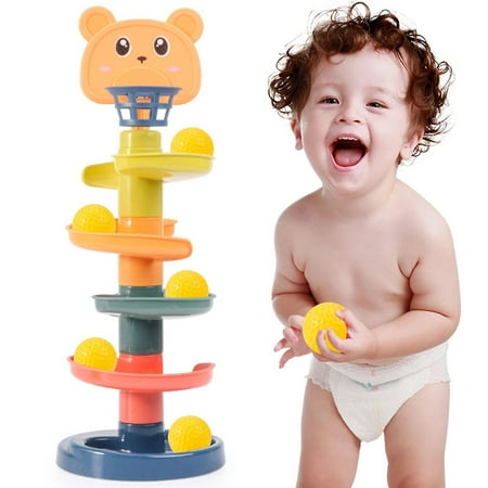 Kids Ball Drop Roll Swirling Tower Colorful Educational Montessori ...