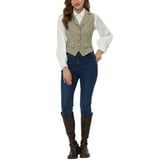 INSPIRE CHIC Women's Waistcoat Notched Lapel V Neck Single Breasted ...