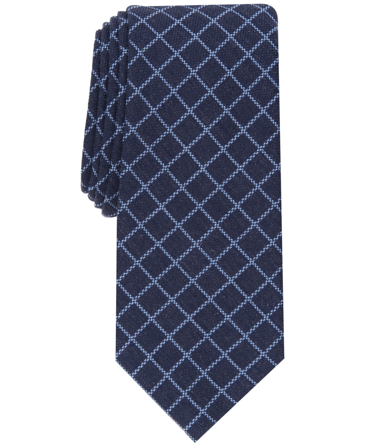 Alfani NAVY Men's Mair Grid Silk Blend Slim Tie, O/S - Walmart.com
