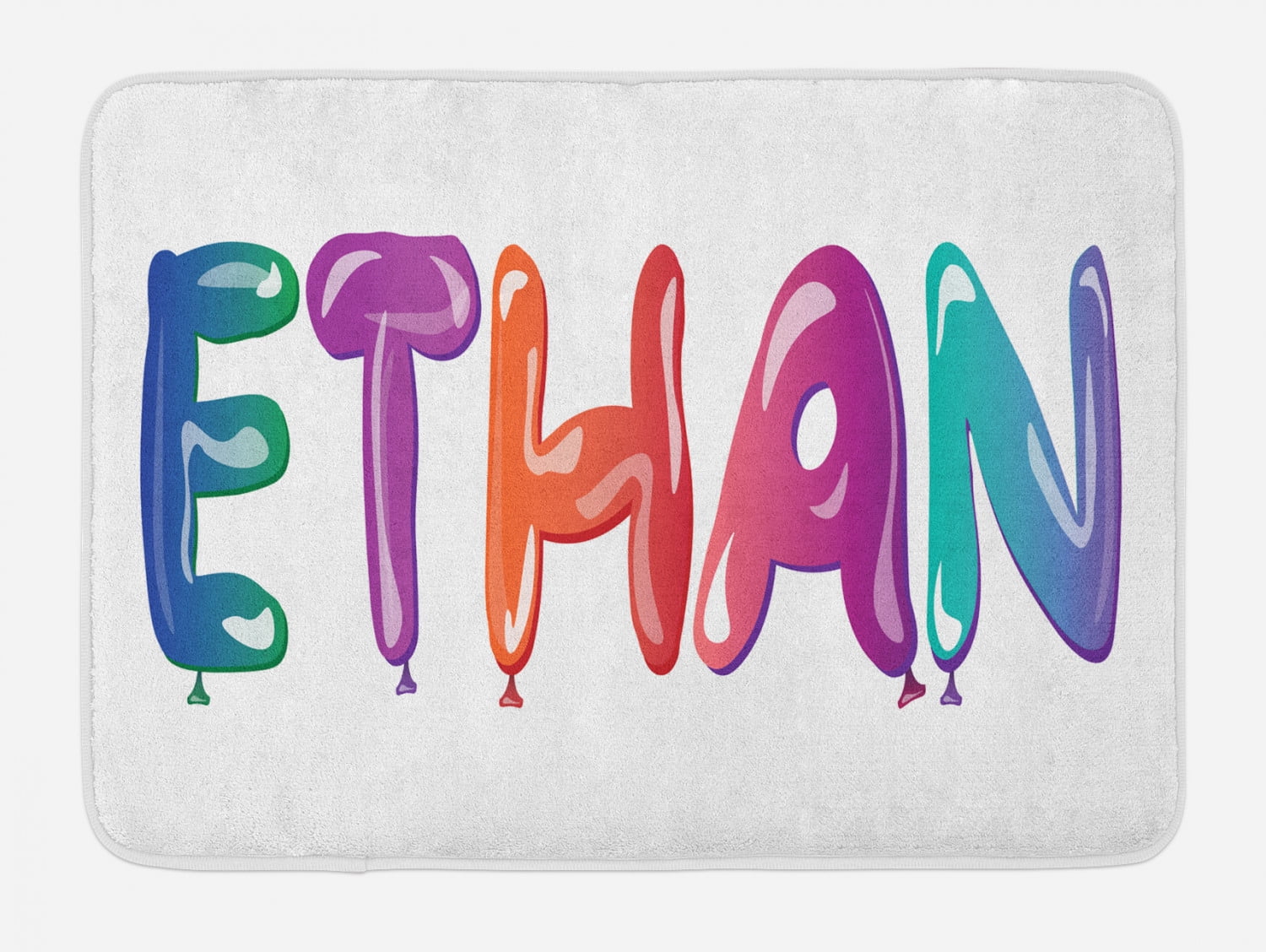 Ethan Bath Mat, Colorful Letters in the Shape of Balloons Happy ...