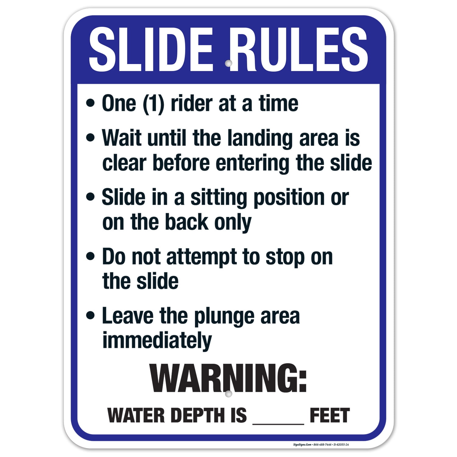 Indiana Slide Rules Sign, Complies With State Of Indiana Pool Safety ...
