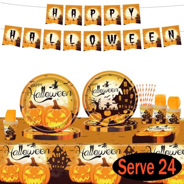 Homlouue 200 PCS Halloween Party Supplies Paper Plates and Napkins ...