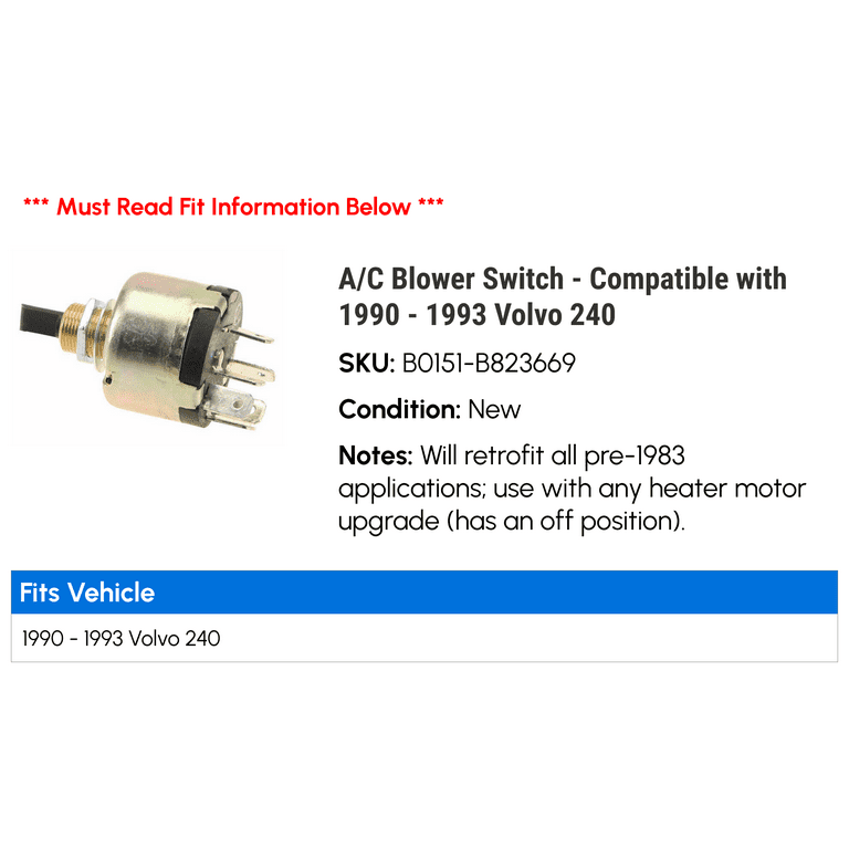 Volvo 240 Heater Fan Switch