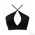 Fewfanhot Women's Halter Cross Strap Cut Out Crop Tank Top, Casual ...