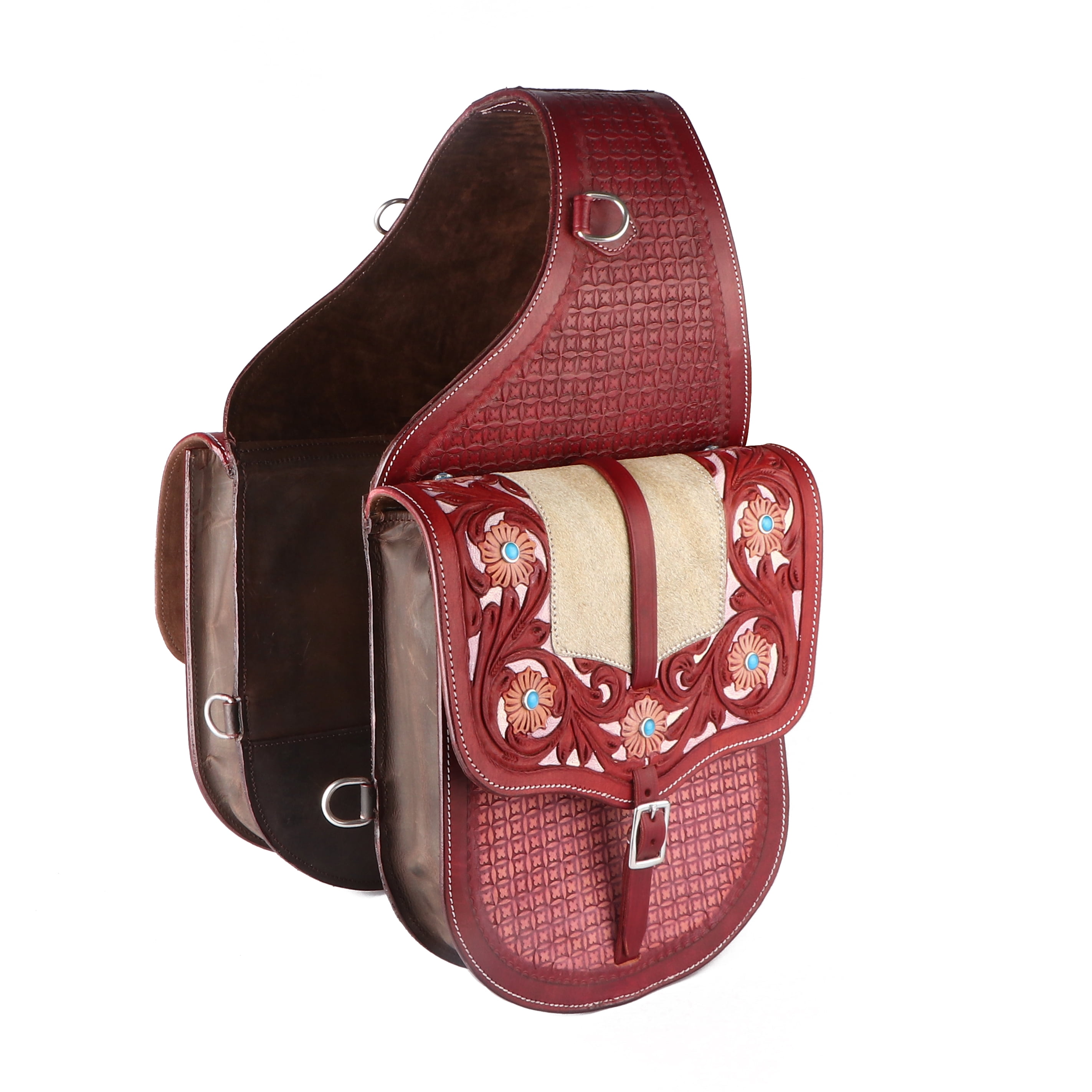 Horse Western Floral Tooled Saddle Trail Riding Leather Cantle Bag ...