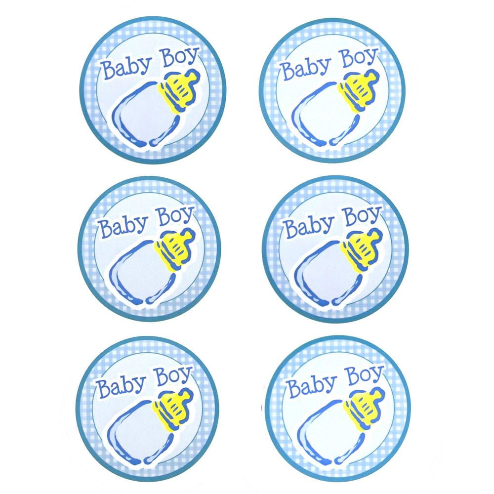 Baby Boy Milk Bottle Seal Paper Stickers, Light Blue, 2-Inch, 12-Count ...