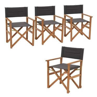 Orange-Casual Modern Stackable Outdoor Dining Chairs, Acacia Wood with ...