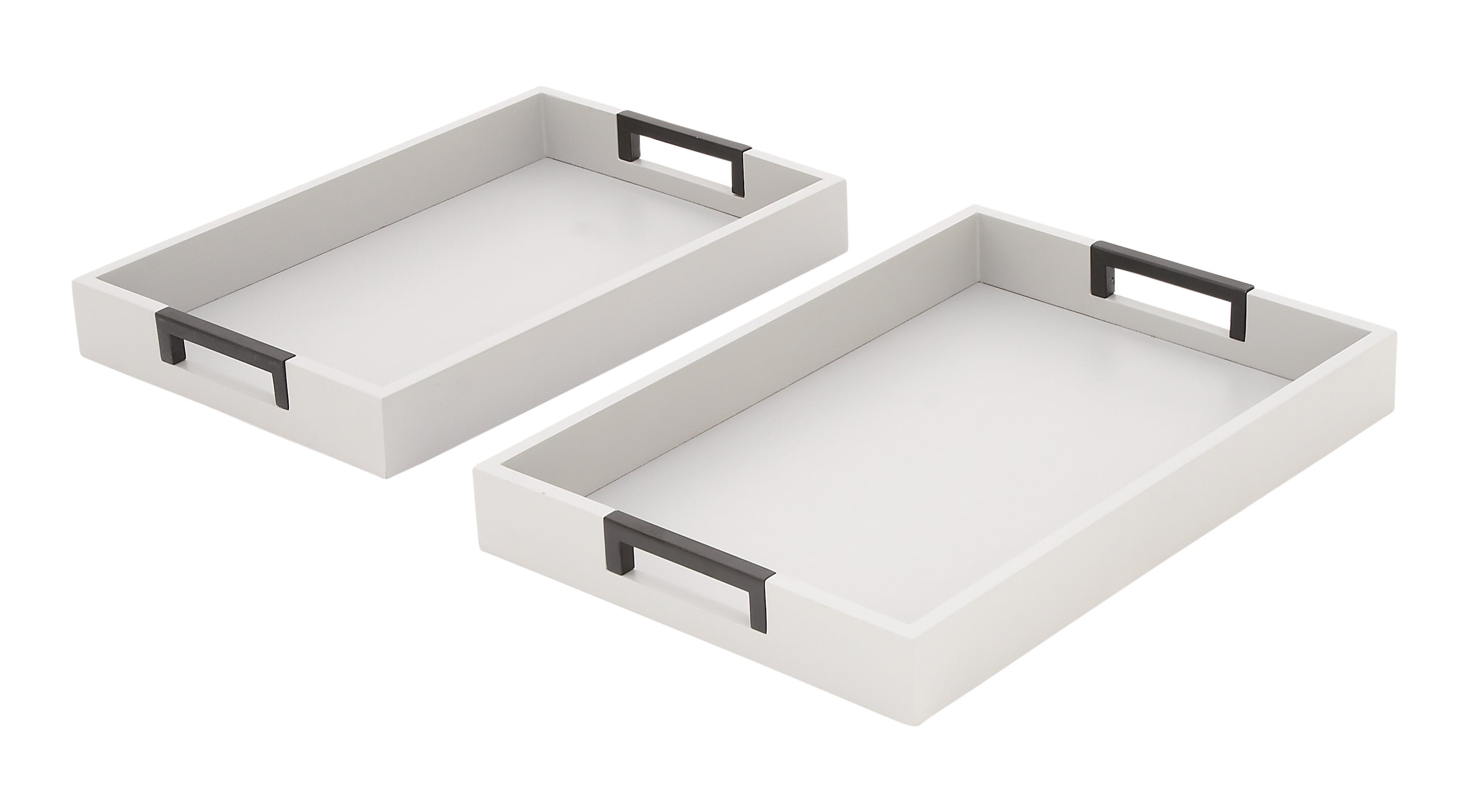 Decmode Modern 18 And 20 Inch Rectangular Wooden Trays - Set of 2 ...
