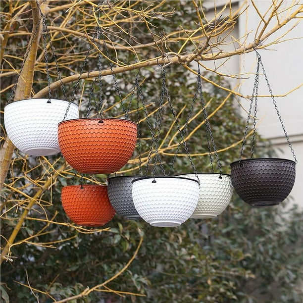 Hanging Plant Basket Honeycomb Plastic Flower Pot Hanging Plant Basket ...