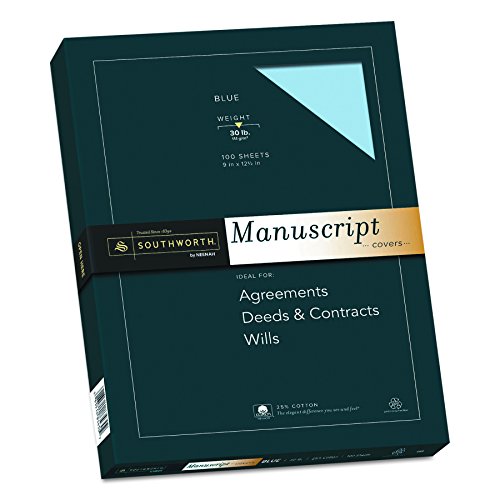 Southworth 25% Cotton Paper Blue Manuscript Covers, 9" x 12.5", 30 lb ...