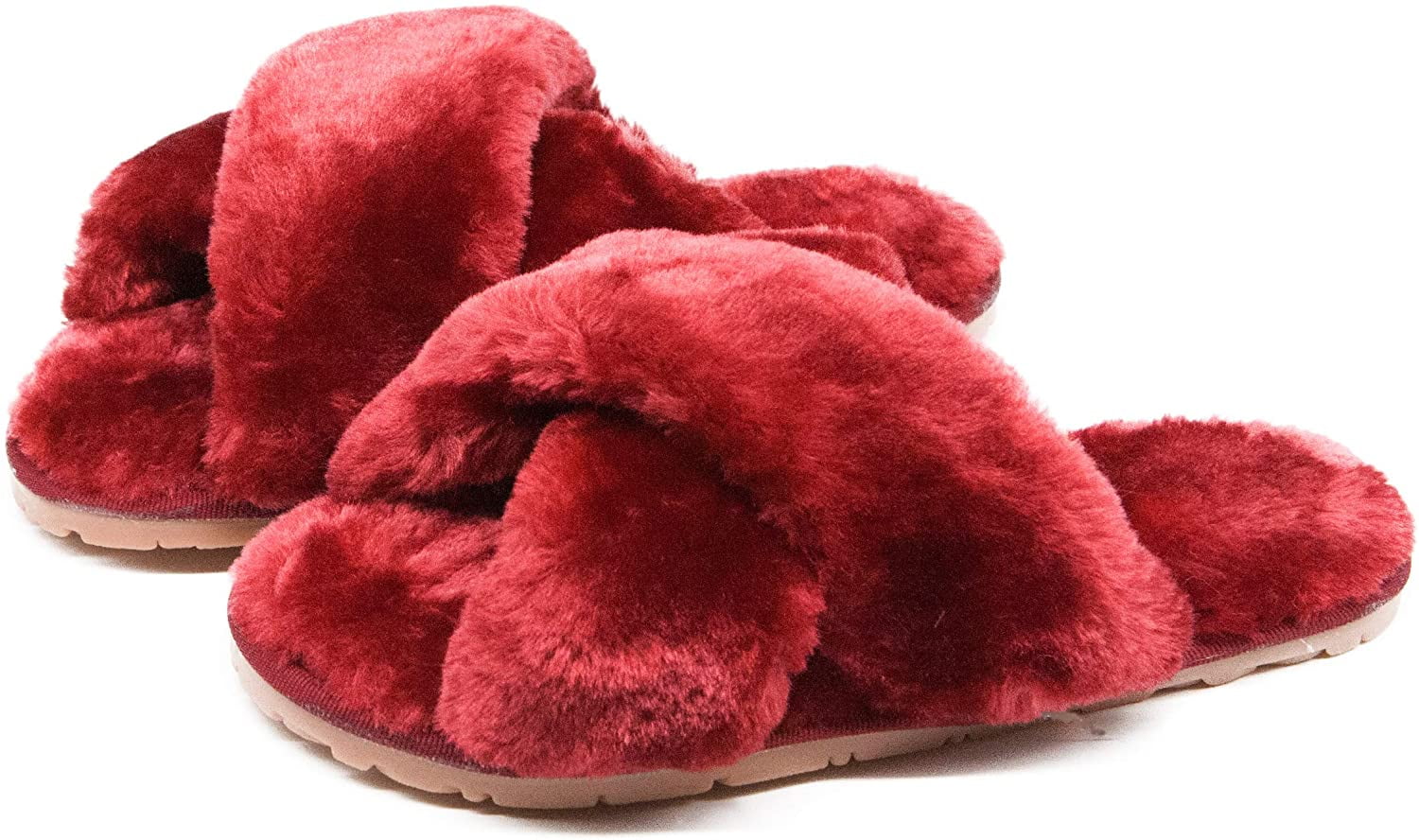 Women's Fuzzy Fluffy Furry Fur Slippers Flip Flop Open Toe Cozy House ...