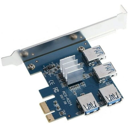 PCIe 1 to 4 PCI-Express 16x Slots Riser Card PCI-E 1X to External 4 PCI-e USB 3.0 Adapter ...