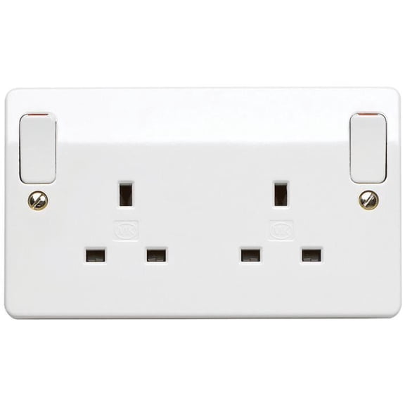 VOLEX ACCESSORIES 2 Gang 13A DP Switched Socket, Brushed Stainless ...