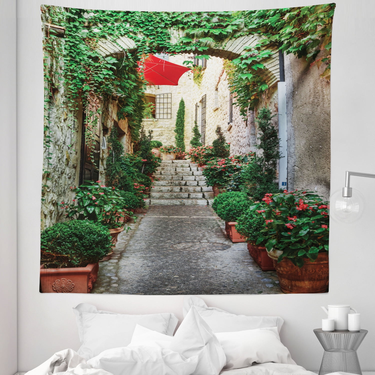Rustic Tapestry, Narrow Street with Flowers Rural Wine Town in Southern ...