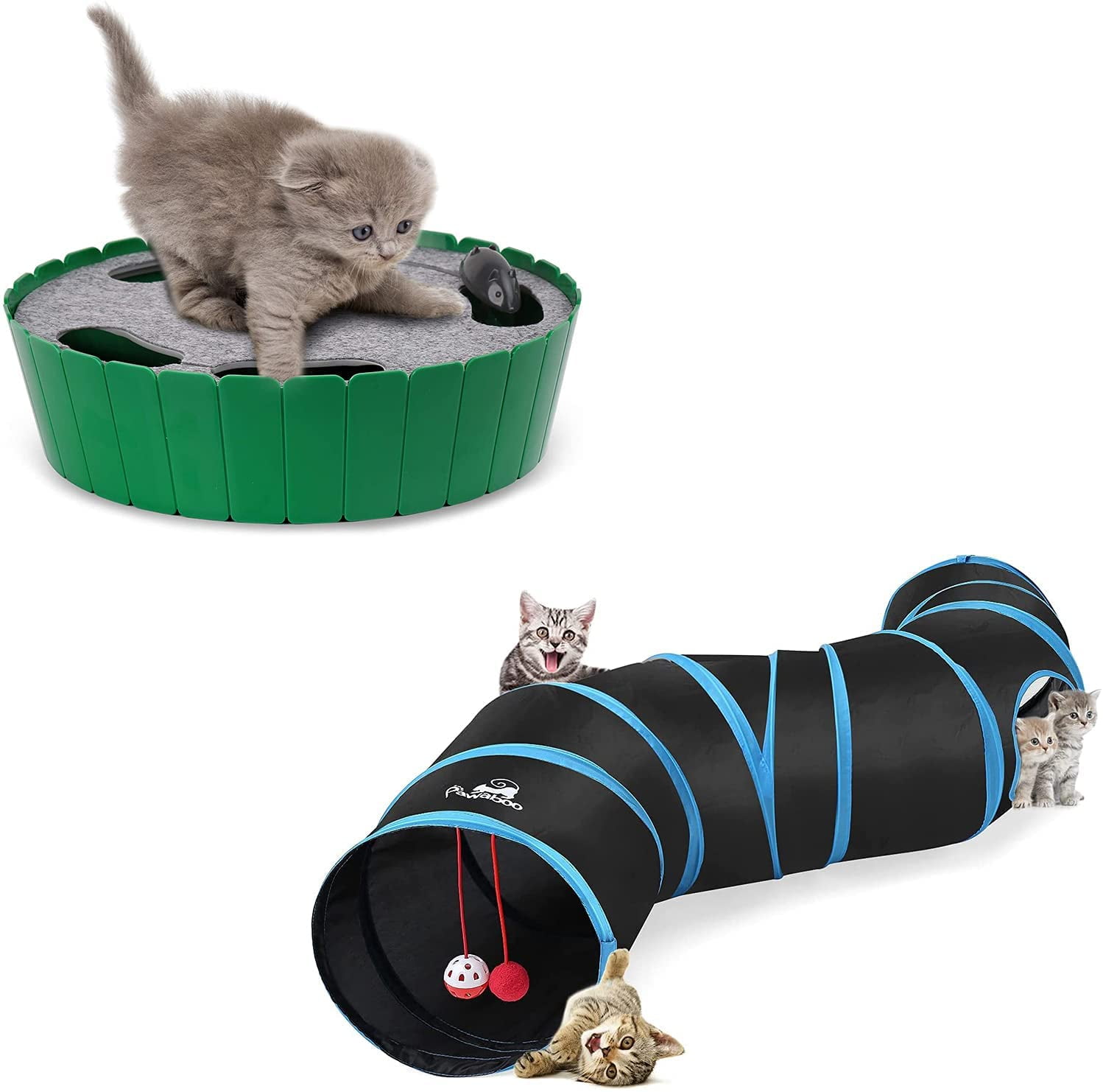 Electric Interactive Motion Cat Toy with Running Mouse & Cat Tunnel ...