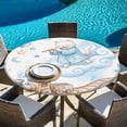 Blue Cartoon Cat Round Tablecloth 45-54 Inch Round Fitted Table Cloth ...