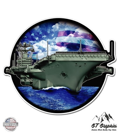 Aircraft Carrier - 8" Vinyl Sticker - For Car Laptop I-Pad - Waterproof ...