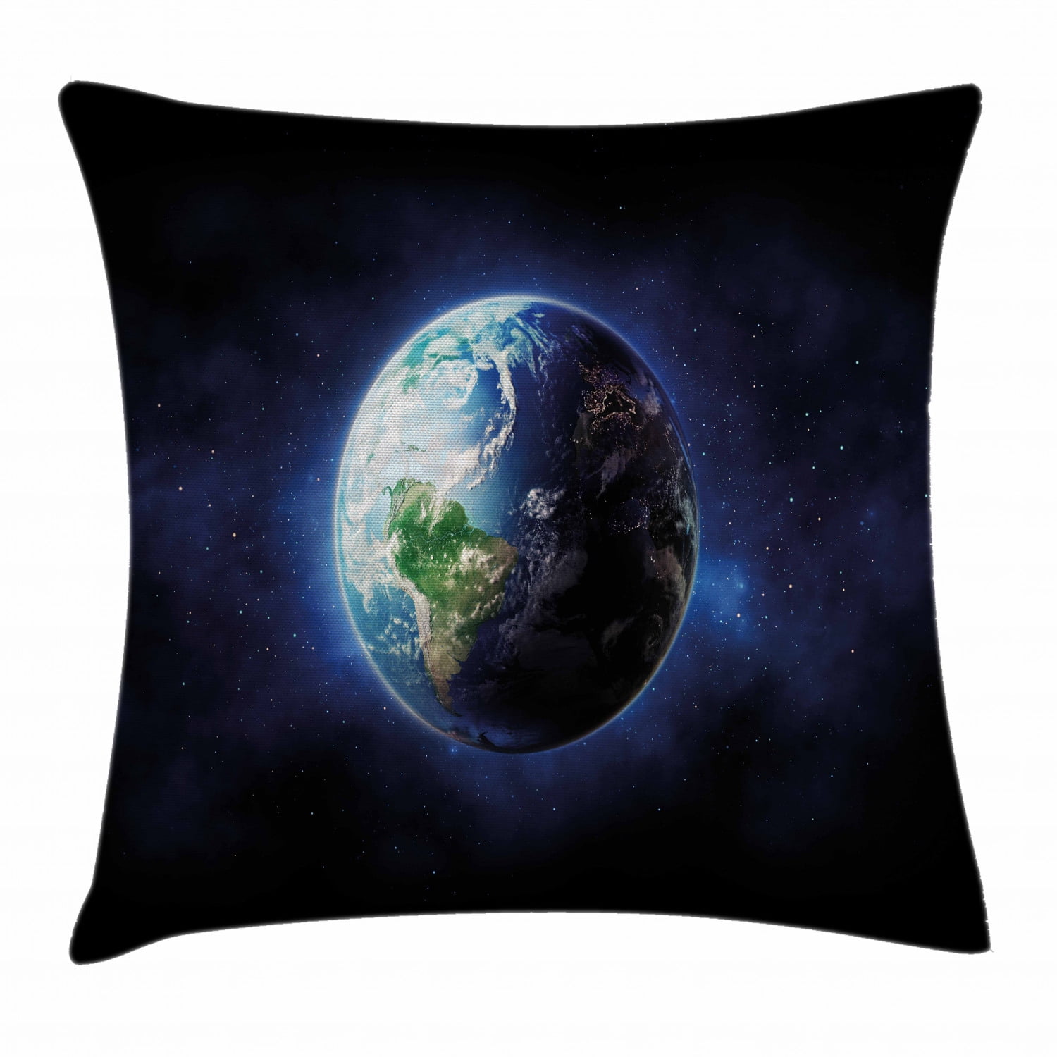 World Throw Pillow Cushion Cover, Starry Outer Space View with Planet ...