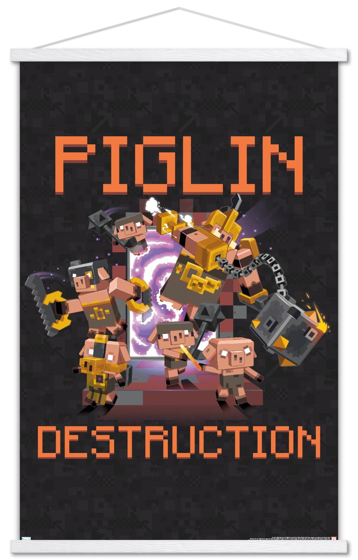 Minecraft: Legends - Piglin Destruction Wall Poster with Magnetic Frame ...