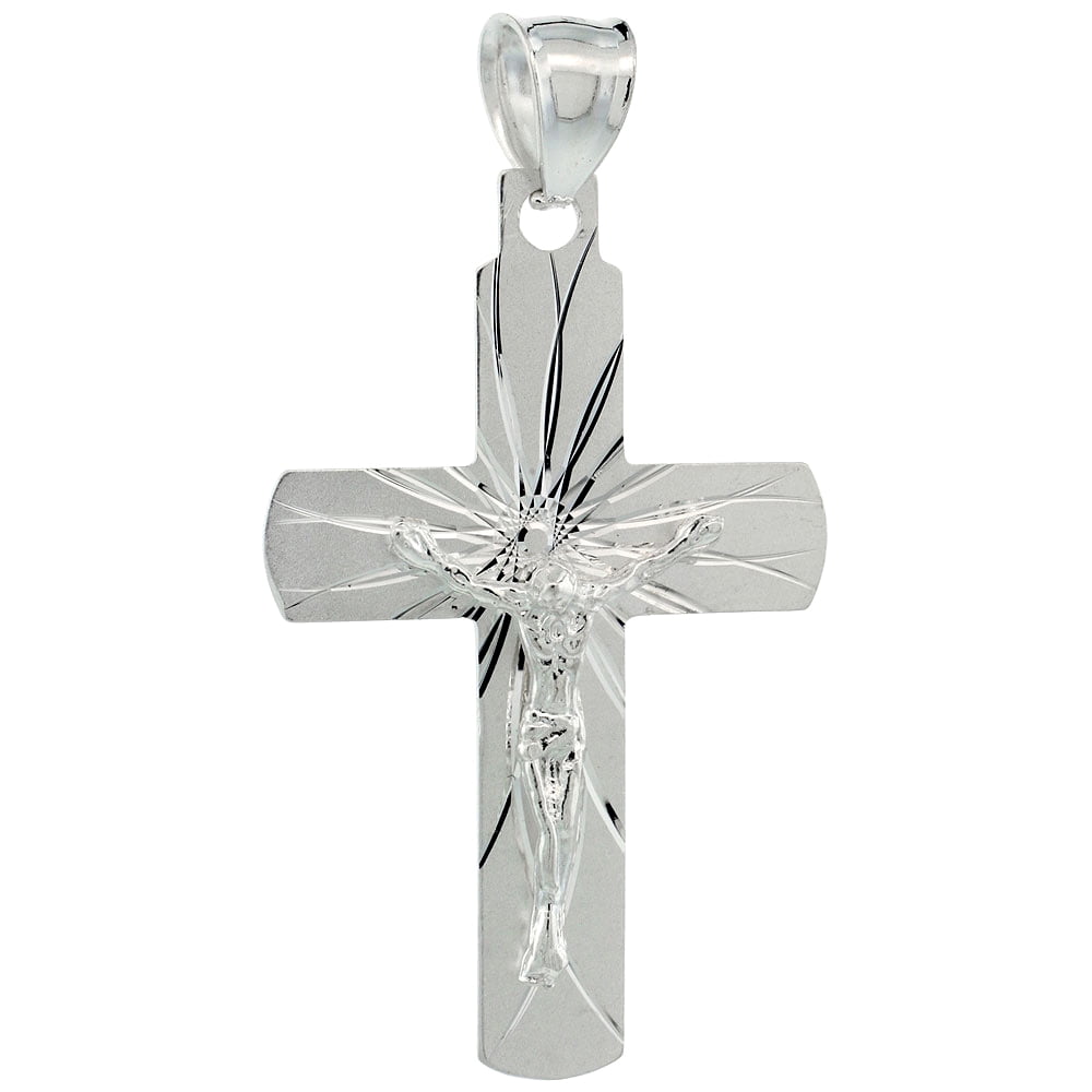 925 Sterling Silver Latin Cross Crucifix Charm Pendant 38mm - Walmart.com