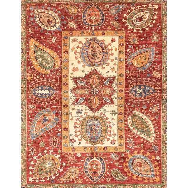 Ahgly Company Indoor Rectangle Abstract Red Abstract Area Rugs, 8' x 10 ...