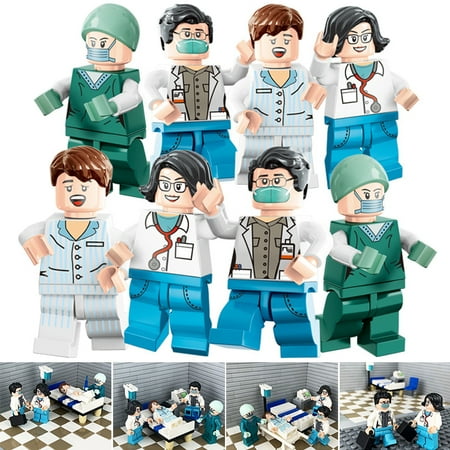 Mini Nurse Figures Building Block Minifigures Anti-Virus Doctor Model ...