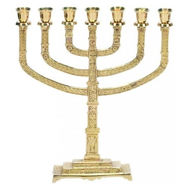 7 Branch Hexagonal Base 12 Tribes of Israel Menorah in Antique Copper ...