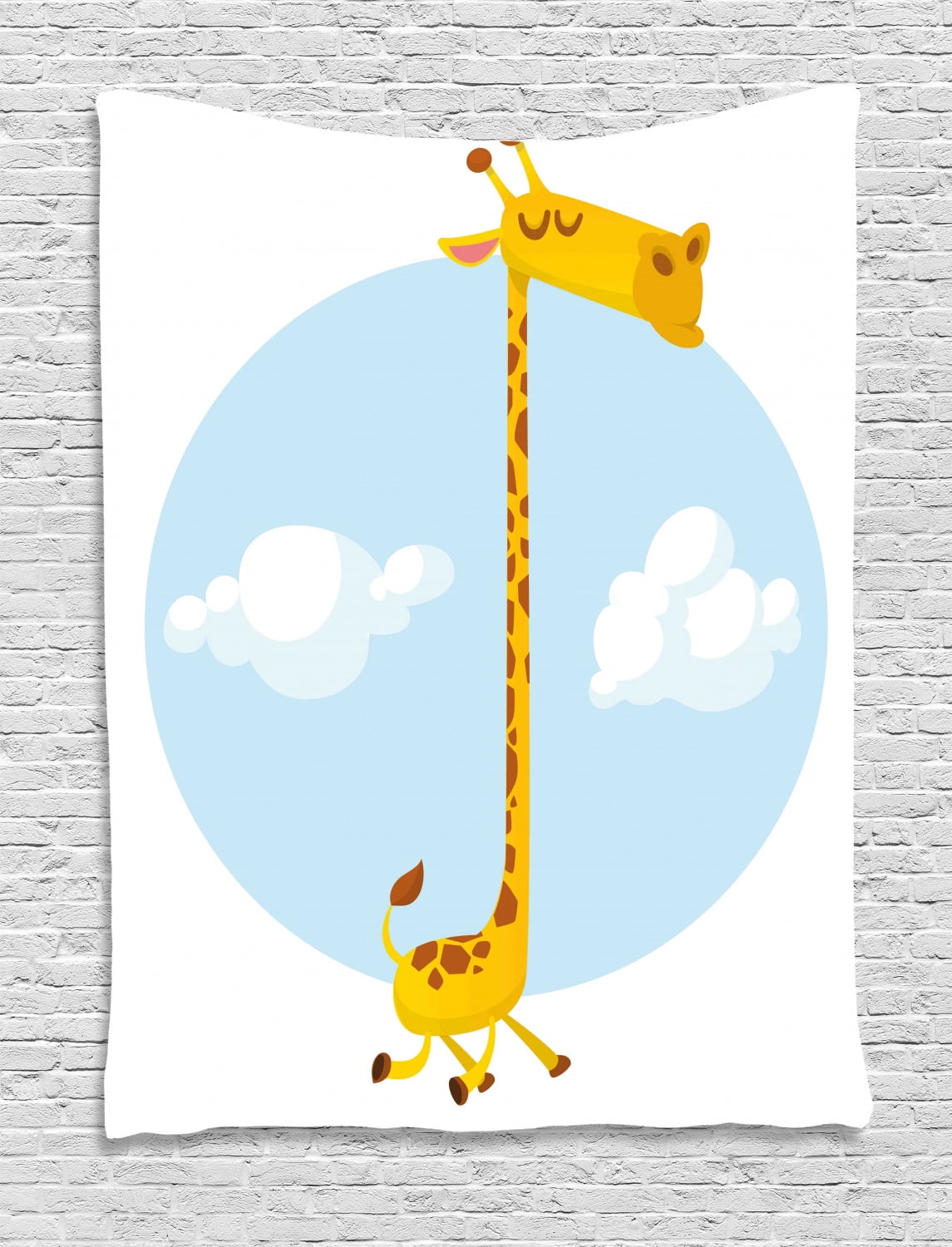 Giraffe Tapestry, Africa Dotted Animal Extreme Long Neck Cartoonized ...