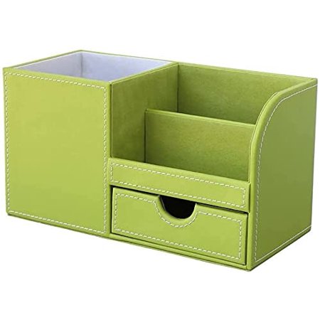 IGUOHAO Wooden Struction Leather Multi-Function Desk Stationery ...