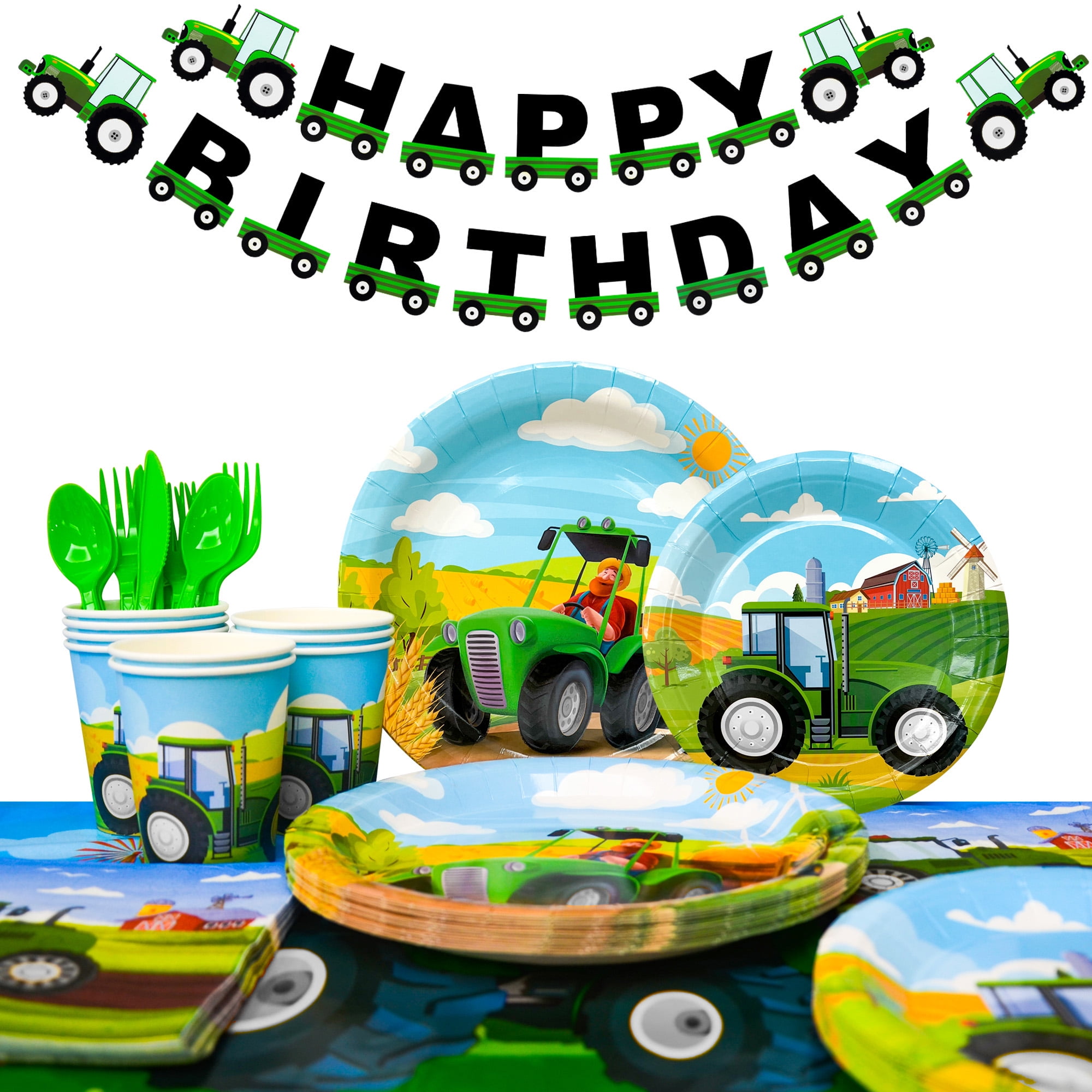 Click here for Elifjoydeco Tractor Birthday Tableware  130pcs Tra... prices