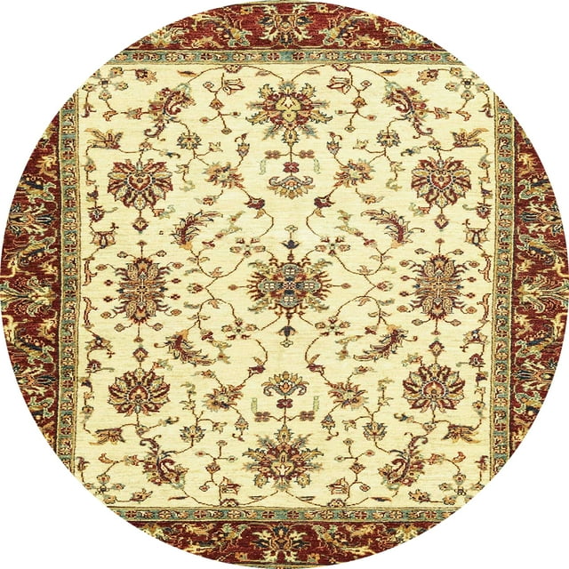 Ahgly Company Indoor Round Abstract Mustard Yellow Abstract Area Rugs ...