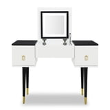 Euroco Modern Vanity Set with Flip-top Mirror and LED Light, Dressing ...