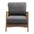 Gray Velvet Upholstered Accent Armchair with Rattan Weaving and Wood ...