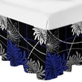 Bohemian Blue Floral Bed Skirt King Size 16 Inch Drop, Modern Artistic ...