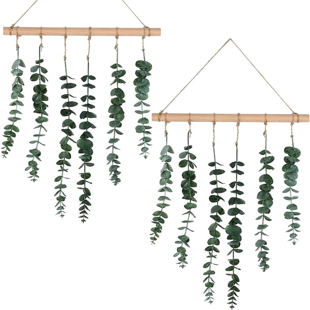 2 Pieces Eucalyptus Wall Hanging Decor Artificial Eucalyptus Vine ...
