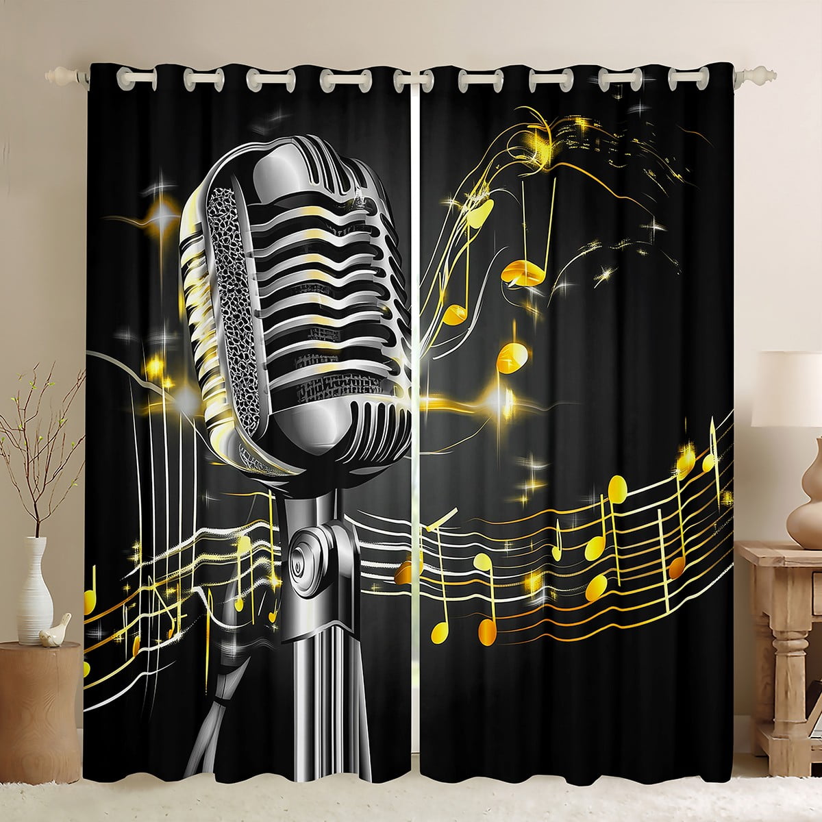 Click here for Erosebridal Musical Notes Curtains For Living Room... prices