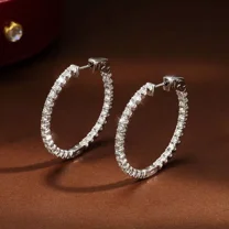 Swarovski STONE HOOP PIERCED EARRINGS, PINK, ROSE GOLD PLATING 5383938 ...