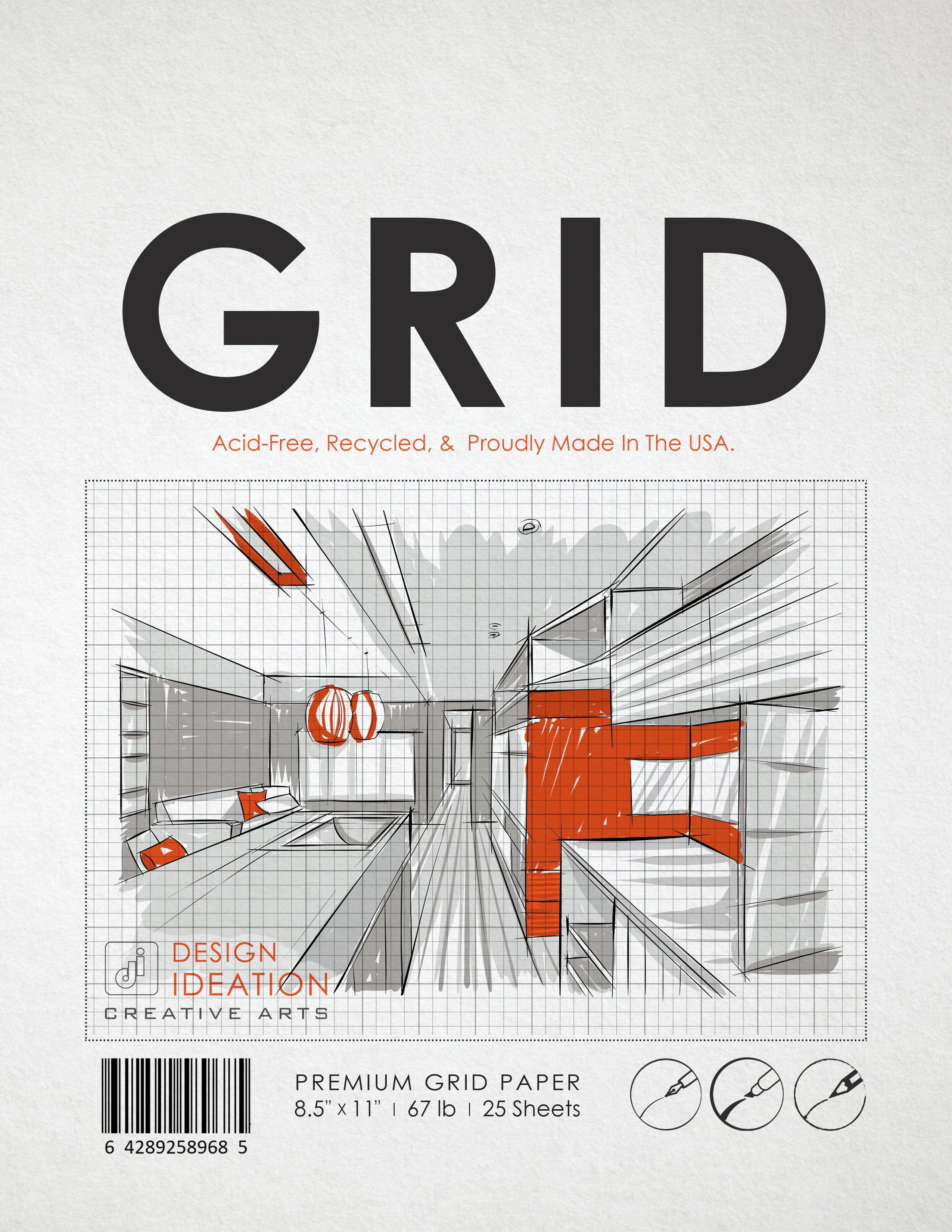 GREY Grid Paper : Multi-media grid paper for pencil, ink, marker and ...