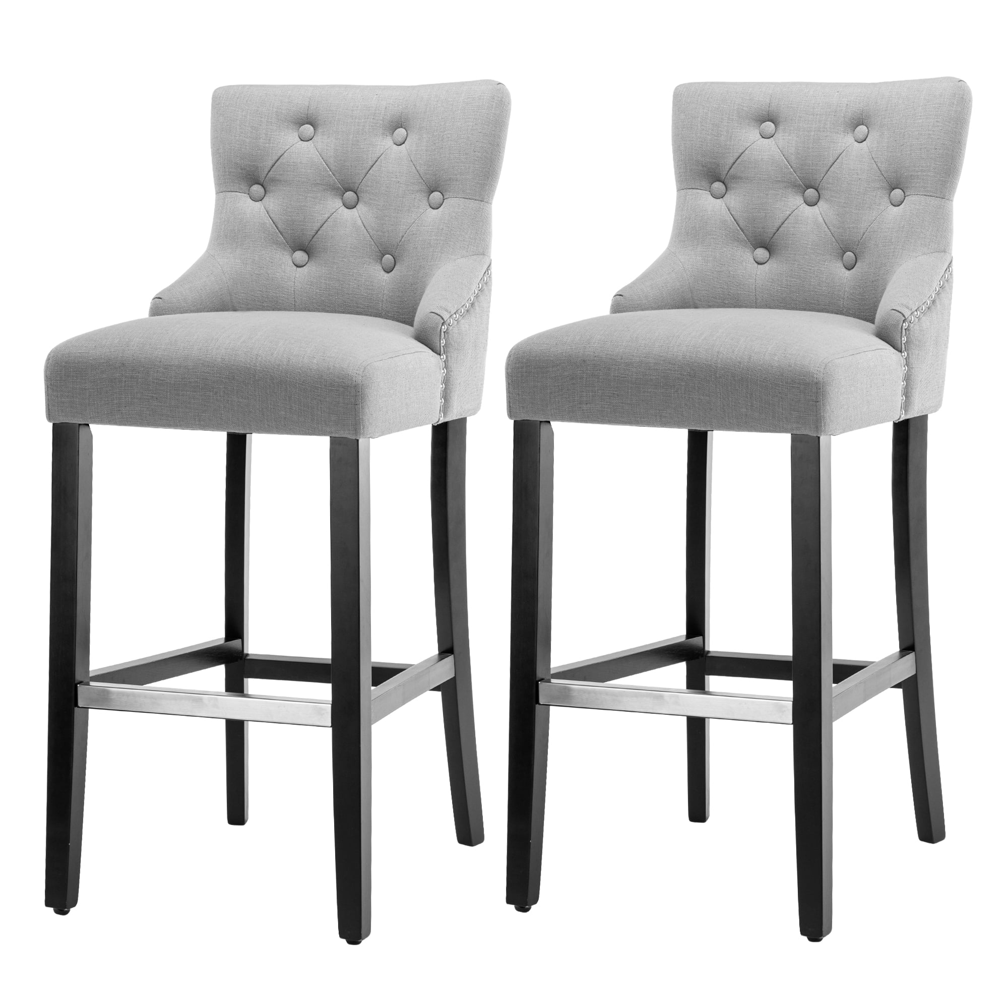 Foredo 29" Fabric Bar Stools with Back Sets of 2, Counter Height Bar ...
