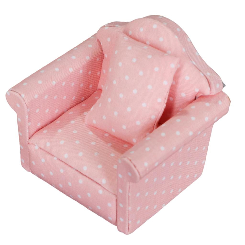 Pink Color Sofa Wooden Doll House Furniture Wood Miniature Bathroom ...