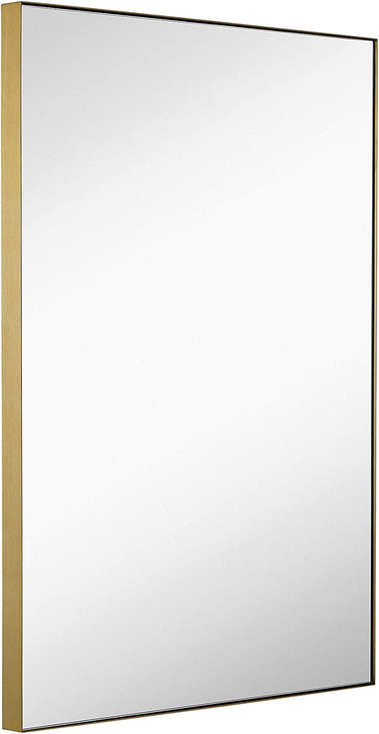Hamilton Hills Contemporary Brushed Metal Wall Mirror Glass Panel ...