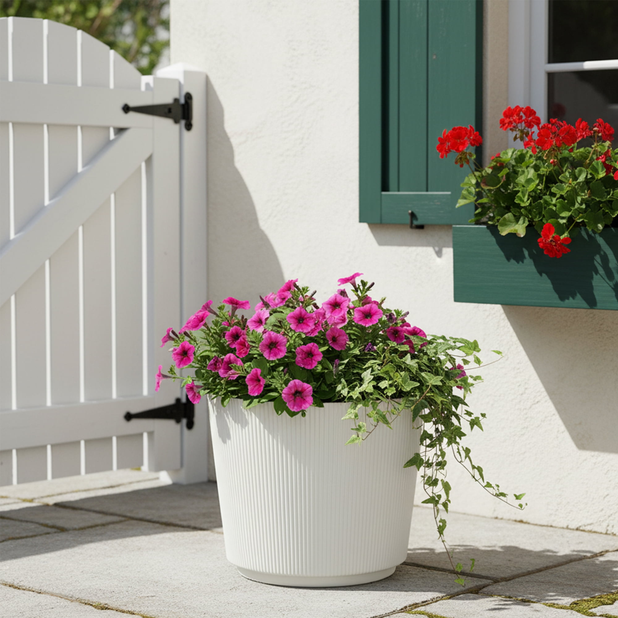 Click here for Mainstays14in Fluted Resin Planter  White 14 In prices