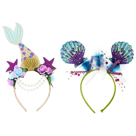 Halloween Headbands Mermaid Tail Headband Shell Pearl Hairbands Hair ...