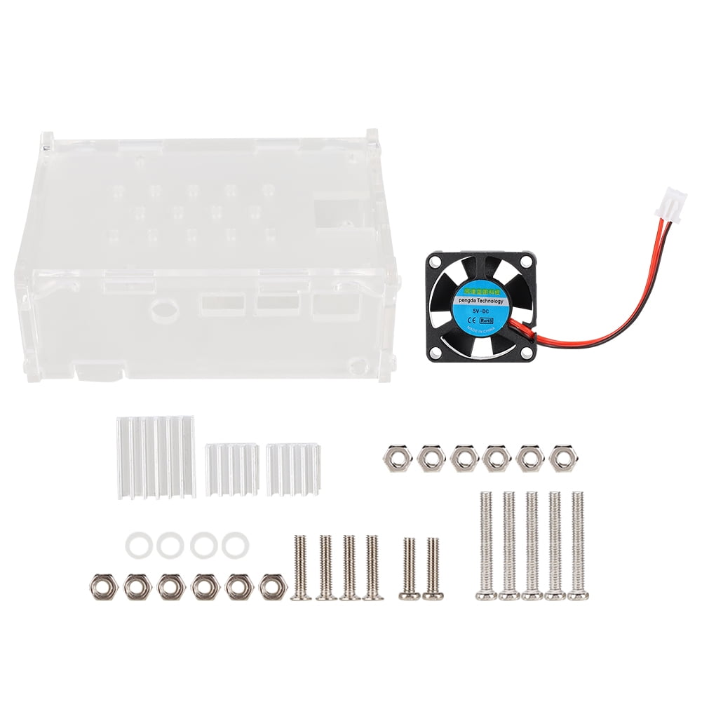 ZOUSSIQI Acrylic Case with 5V Cooling Fan 3 Heatsinks Camera Bracket ...