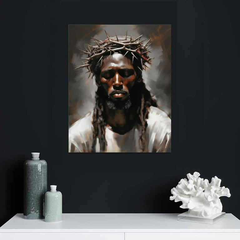 African Jesus Wallpaper Black Jesus With Locs Dreadlocks" Framed Art