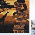 Black Women Window Privacy Film, Africa Nation Giraffe Stained Glass ...
