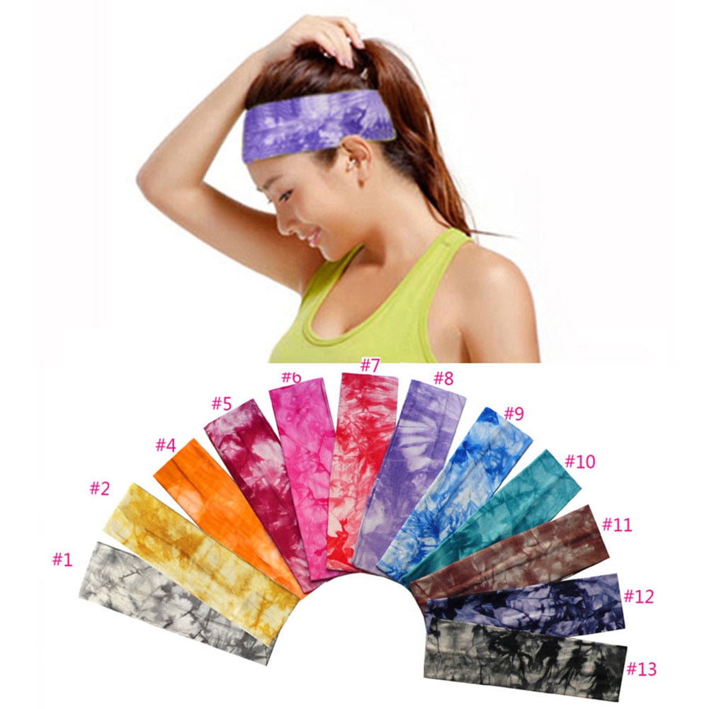 Anvazise Women Tie Dye Non Slip Elastic Sweatband Headband Sports ...