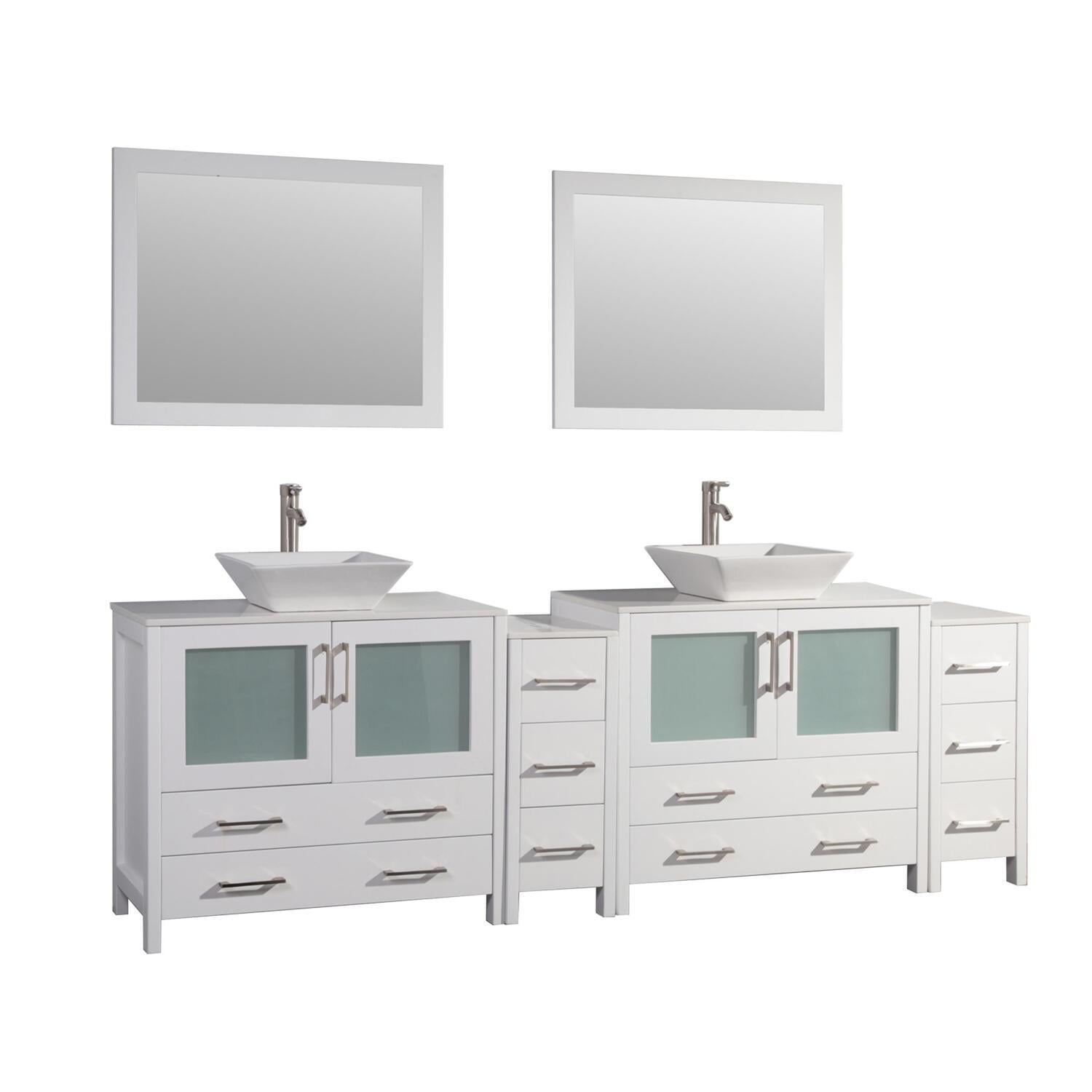 Vanity Art 96 inch double sink bathroom vanity set with ceramic vanity ...