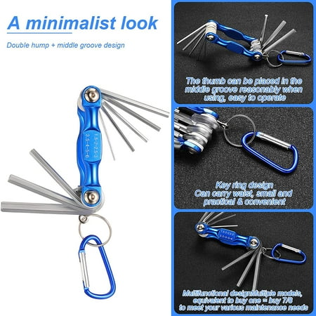 8 Pieces Folding Hex Key Wrench Set Allen Wrench Multitool Alan Keyes ...